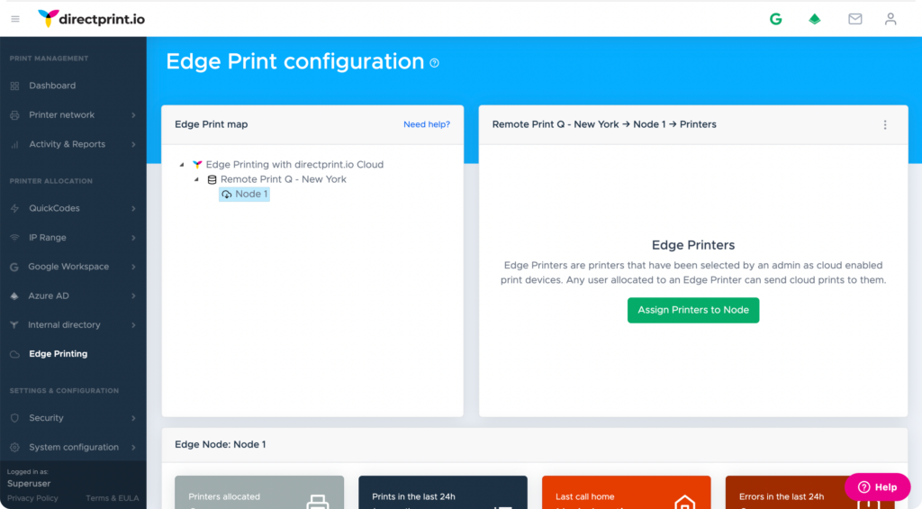 Edge print remote printing enabled